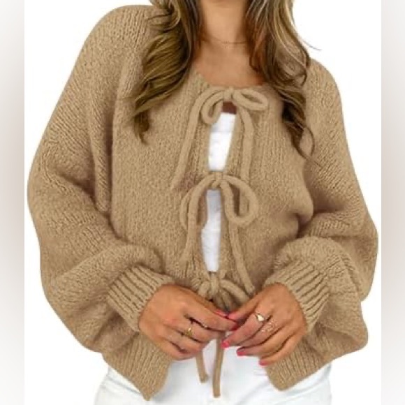 Commense | Sweaters | New Tie Front Sweater Plush Soft Commense Camel S ...